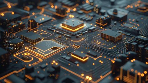 The Computer Chip Is Shown In A Black And Orange Color Scheme The Chip Is Surrounded By An