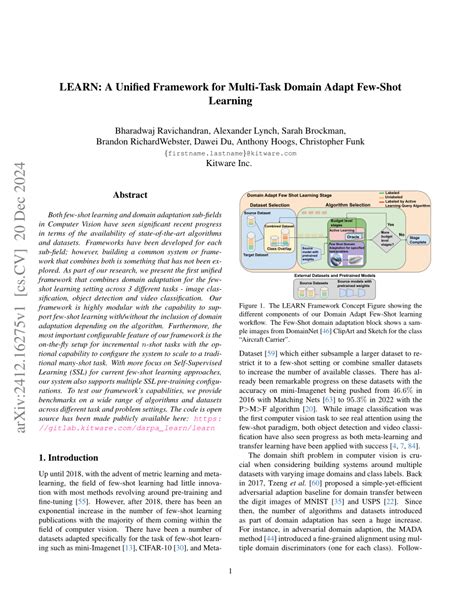 Pdf Learn A Unified Framework For Multi Task Domain Adapt Few Shot
