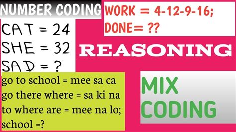 reasoning number coding and mixed coding youtube