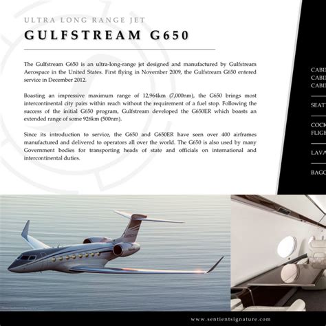 Gulfstream G650 G650er Sentient Signature