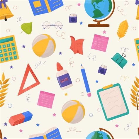 School And Education Related Objects Seamless Pattern Background Back School Supplies
