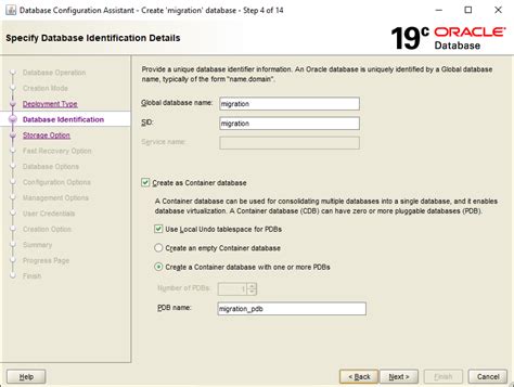 Oracle Database Creation Migration Center Documentation