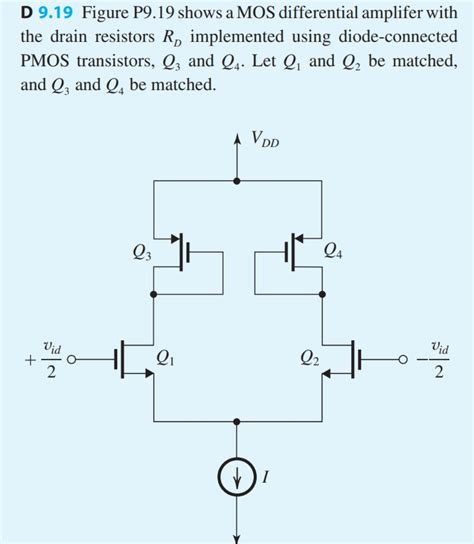 Figure P9 19 Shows A Mos Differential Amplifer With The Drain Resistor