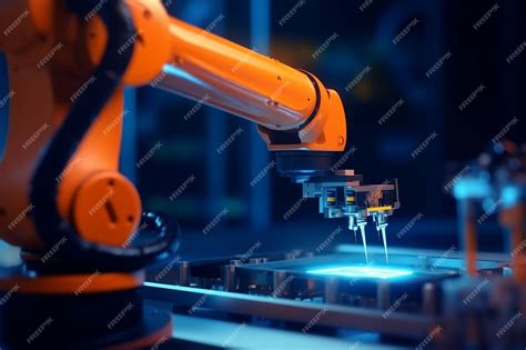 Premium Ai Image Robotic Arm For Electronic Assembly Line Smart