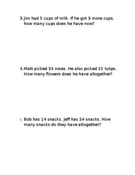 Simple Addition Word Problems By The Humble Homestead TPT