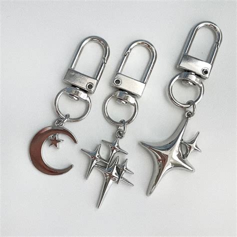 히얼컴즈 Y2k Silver 스타문 스파클 샤인 실버 반짝 키링 폰 스트랩 위시버킷