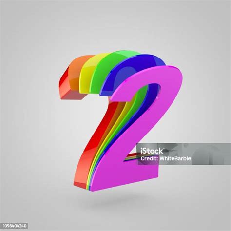 3d 수 2입니다 3d 장면 전환 무지개 글꼴을 렌더링 합니다 프라이드 색깔 개념 알파벳 흰색 배경에 고립 3차원 형태에 대한 스톡 사진 및 기타 이미지 Istock