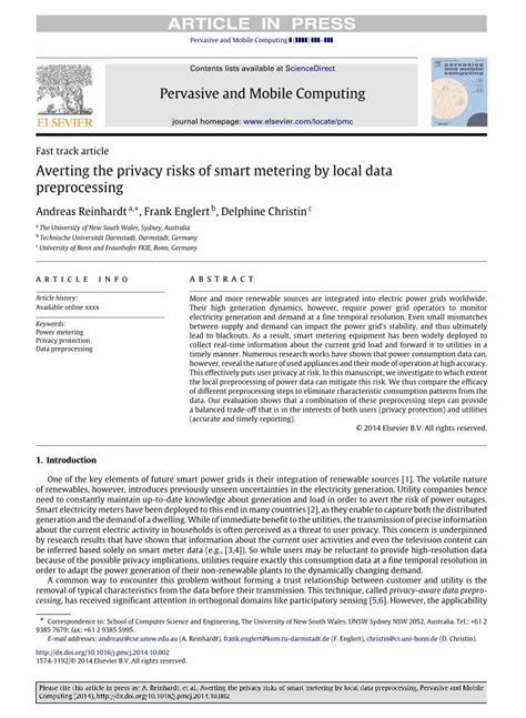 Pdf Averting The Privacy Risks Of Smart Metering By Local Data Preprocessing Dokumentips