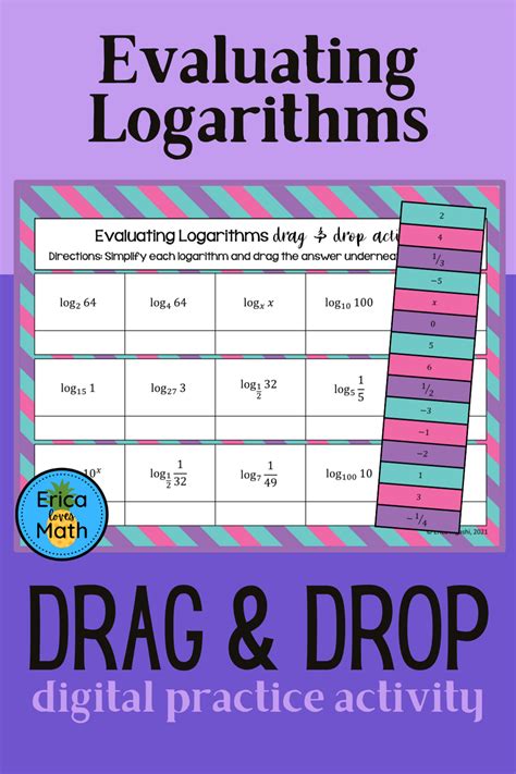 Evaluating Logarithms Digital Activity Drag And Drop Digital Activities High School Mathematics