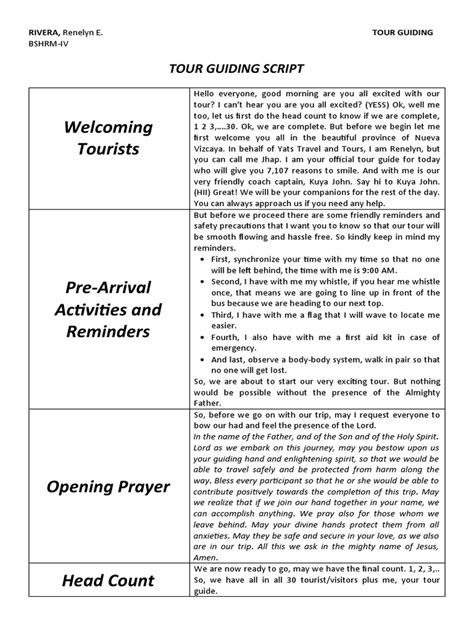 Tour Guiding Script Pdf