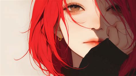 2205d Anime Girl Red Hair 4k Wallpaper 4k Pc