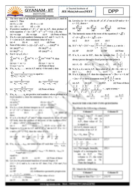 SOLUTION Sequence And Series Questions For Jee Neet And Boards Studypool