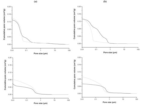 Cumulative Pore Volume In Function Of Pore Size Graphs For Samples With