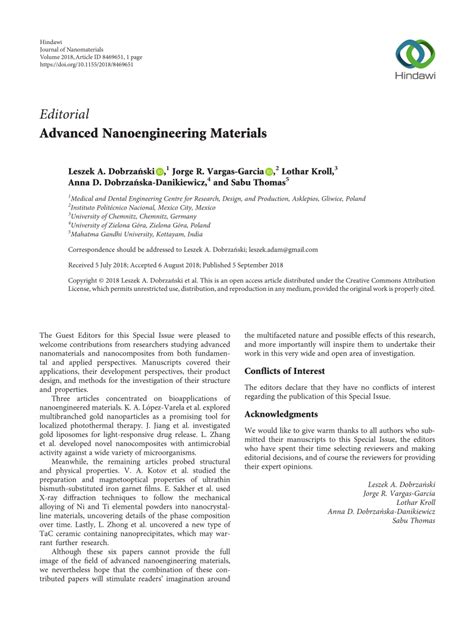 PDF Advanced Nanoengineering Materials