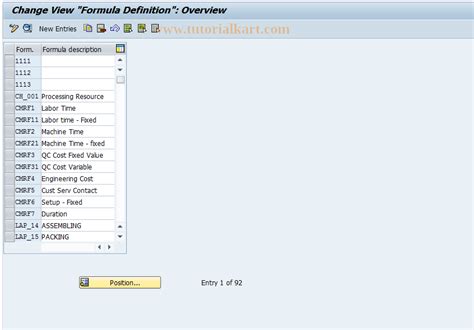 OP SAP Tcode Define Formula