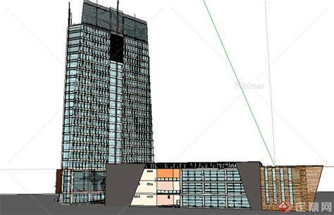 某现代高层商业建筑楼设计su模型素材 Sketchup模型库 毕马汇 Nbimer