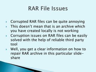 Repair And Extract Corrupted RAR File PPT