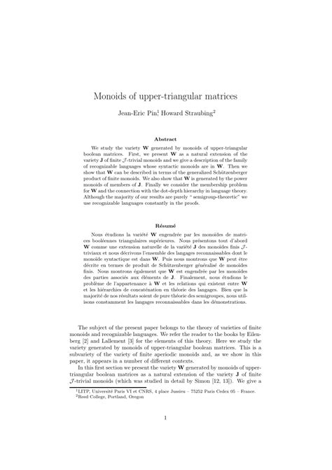 Pdf Monoids Of Upper Triangular Matrices