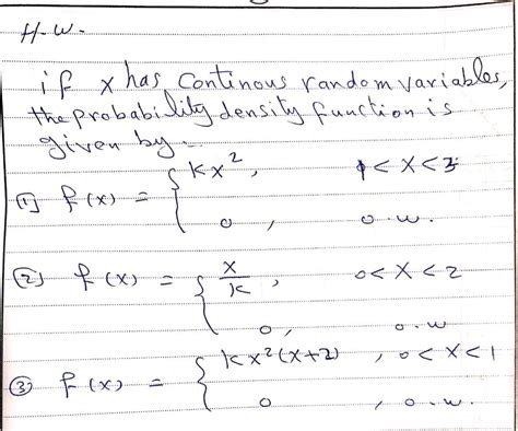 Solved Ffw If X Has Continous Random Variables The