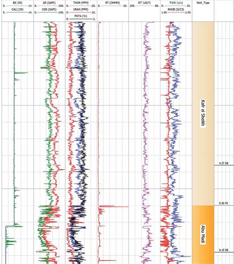 Composite Log Of The Input Logs Of Well 4 For Electrofacies Compilation