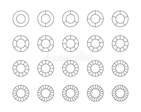 Circle Section Chart Pie Diagram Divided Into Pieces Vector Illustration Stock Vector