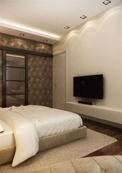 Сочетание светлых стен и темных стен с принтом в дизайне спальни