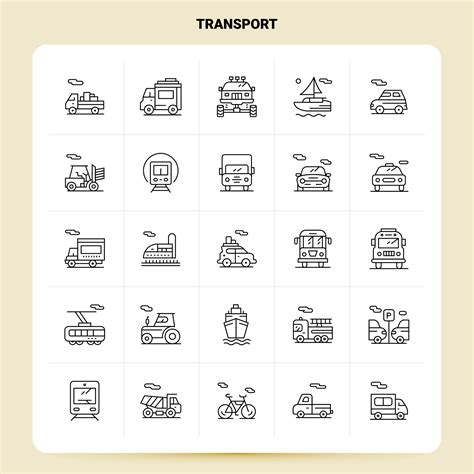 Outline 25 Transport Icon Set Vector Line Style Design Black Icons Set Linear Pictogram Pack Web