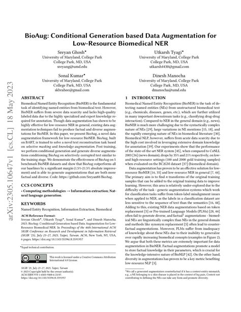 Bioaug Conditional Generation Based Data Augmentation For Low Resource Biomedical Ner Deepai