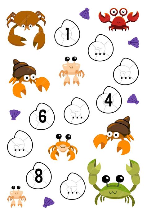Premium Vector Education Game For Complete The Sequence Of Number With Cute Cartoon Crab