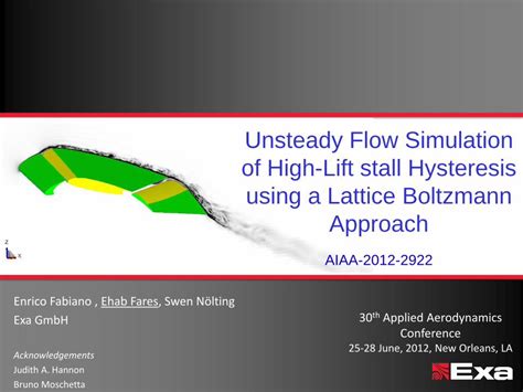 Pdf Unsteady Flow Simulation Of High Lift Stall Hysteresis · Pdf