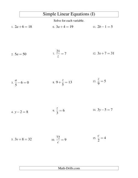 Solving Linear Equations Form Ax B C Variations I