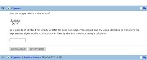 Solved 20 11 Points My Find An Integer Which Is The Limit