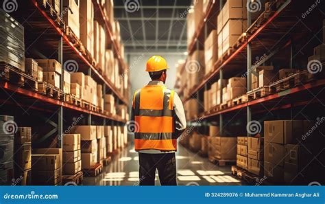 Fulfillment Logistics Background Retail Warehouse Worker In Vest And