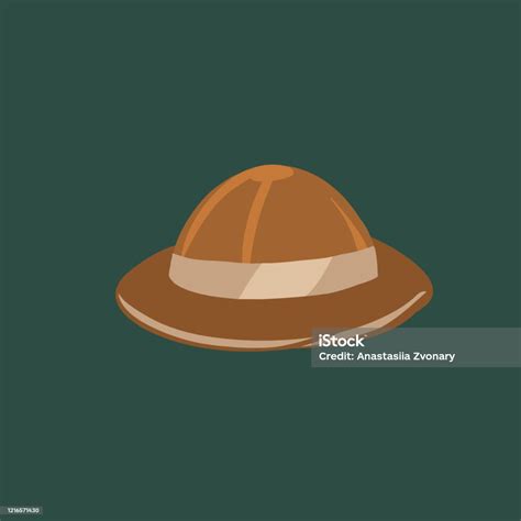 배경에 고립 된 아프리카 사파리 모자 만화 디자인손으로 그린 벡터 스톡 추상 그래픽 일러스트레이션 모자 모자류에 대한 스톡 벡터