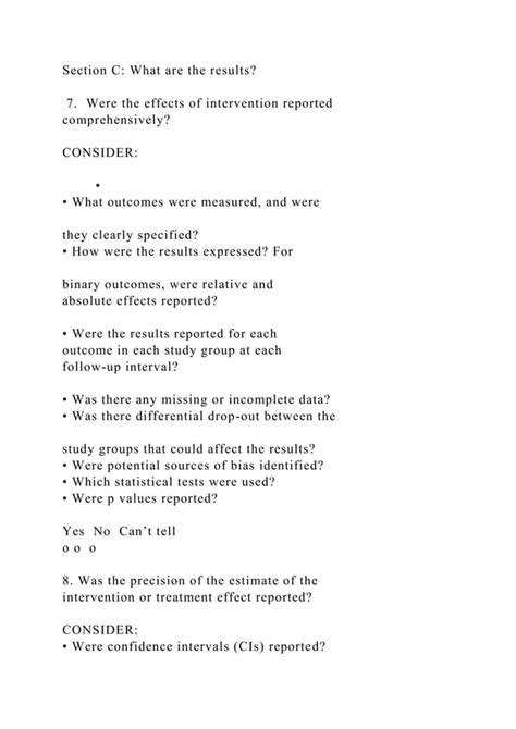 Casp Randomised Controlled Trial Standard Checklist 11 Que Docx