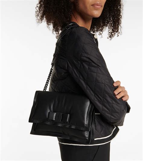 Buy Ferragamo Viva Bow Small Leather Shoulder Bag Black At 30 Off