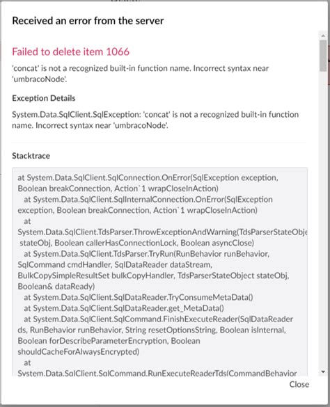 Error Updating Or Deleting Content