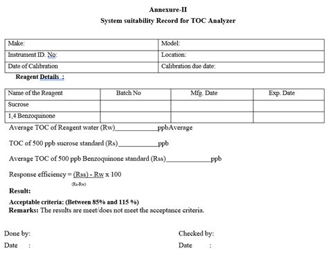 Calibration Of Accuracy Precision Linearity And System Suitability Of Toc Analyzer