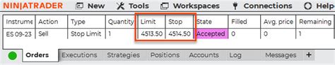 Stop Limit Orders Ninjatrader Desktop