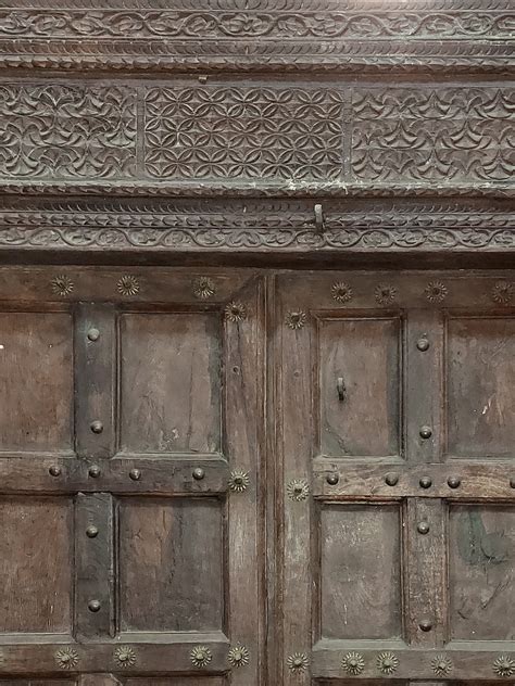 95 Large Square Columns Wood Double Door Exotic India Art