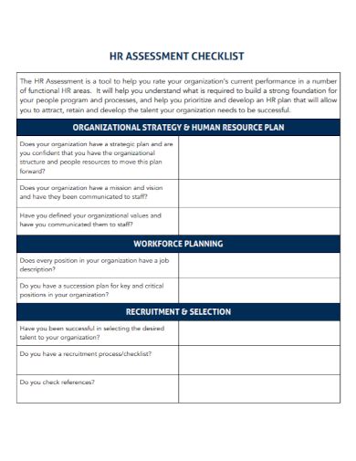 Free 10 Hr Assessment Checklist Samples Risk Compliance Audit