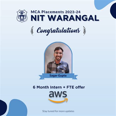 Mca Nit Warangal On Linkedin Mca Mcanitw Nitwarangal Fte Aws 6monthintern Internship