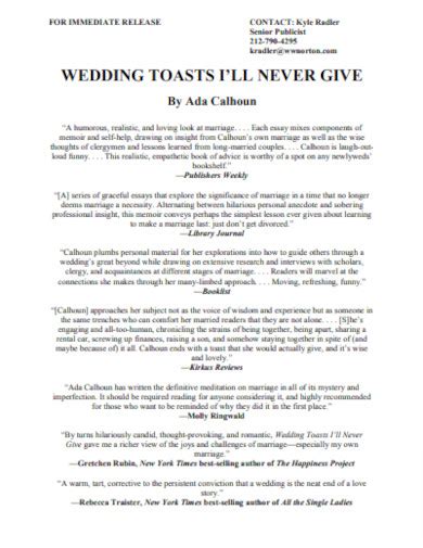 Wedding Toast Speech Examples