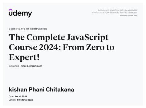 Completed The Complete Javascript Course 2024 On Udemy Chitakana