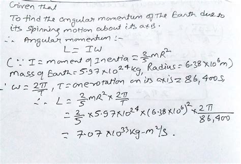 Calculate The Angular Velocity Of The Earth About Its Axis