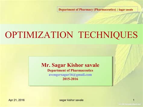 Optimization Technique Ppt