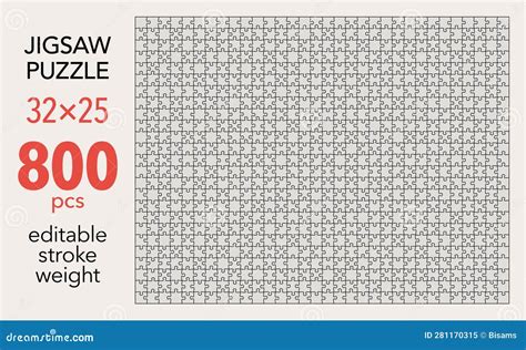 Empty Jigsaw Puzzle Grid Template 6x6 Shapes 36 Pieces Separate Matching Puzzle Elements