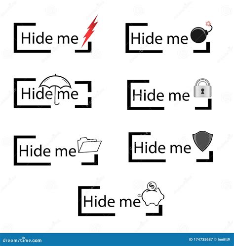 Badge `hide Me` Message Set Of Icons Such As Messages Hide Locked Protected Web Interface