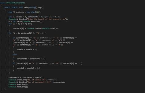 C Program To Count Number Of Vowels And Consonants In A String One