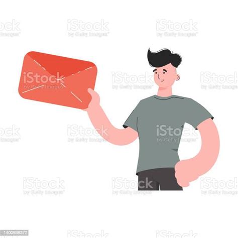한 남자가 허리 깊숙이 서서 편지가 적힌 봉투를 들고 있었다 격리 프리젠 테이션 사이트를위한 요소 개념에 대한 스톡 벡터 아트 및 기타 이미지 Istock